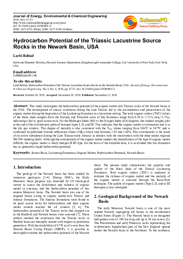 (PDF) Hydrocarbon Potential of the Triassic Lacustrine Source Rocks in ...