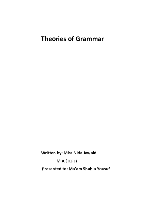 (DOC) Theories of Grammar