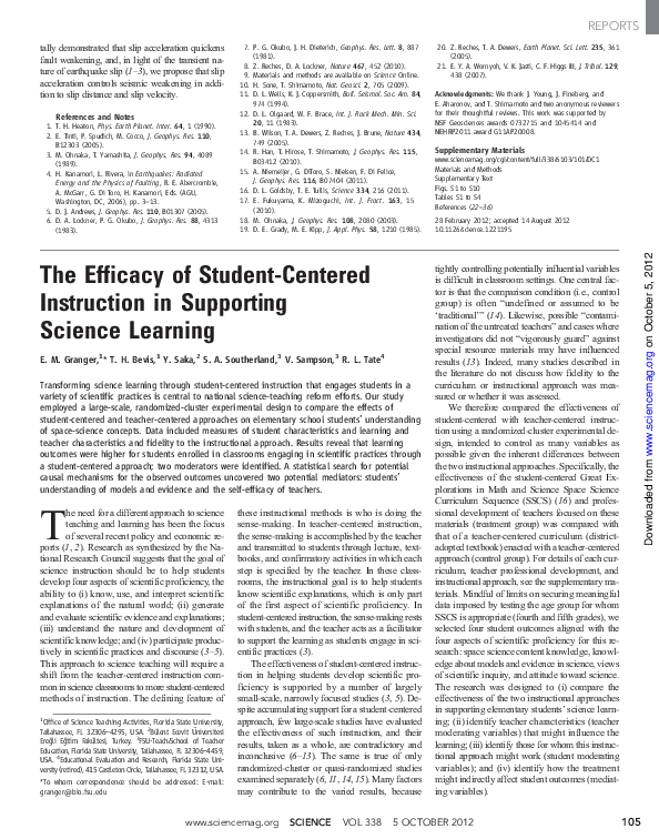 (PDF) Efficacy of student centered instruction in supporting student ...