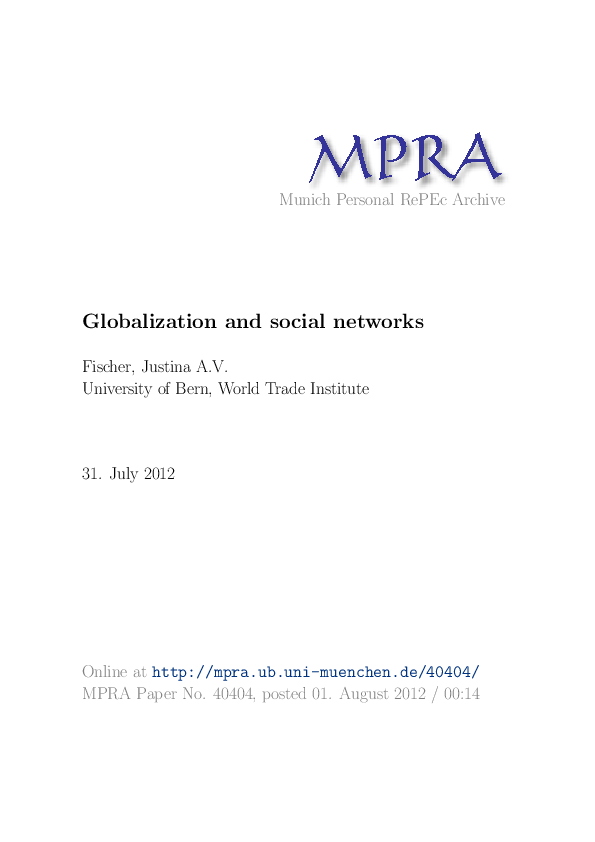 (PDF) Globalization and social networks