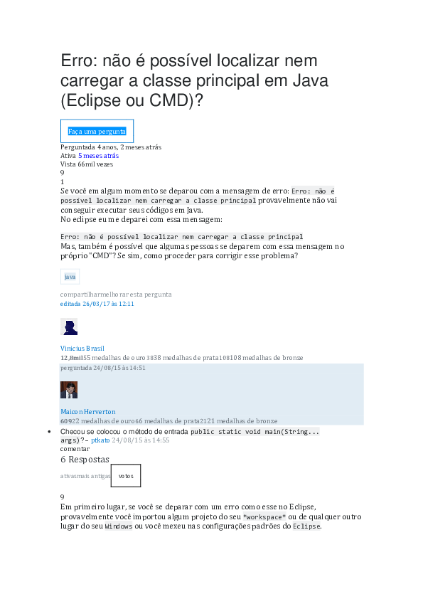 (PDF) Erro: não é possível localizar nem carregar a classe principal em ...