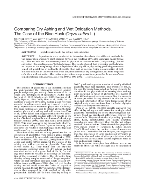 (PDF) Comparing dry ashing and wet oxidation methods. The case of the ...