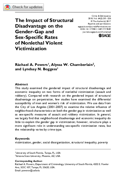 (PDF) The Impact of Structural Disadvantage on the Gender-Gap and Sex ...