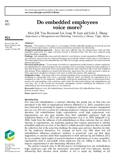 (PDF) Do embedded employees voice more