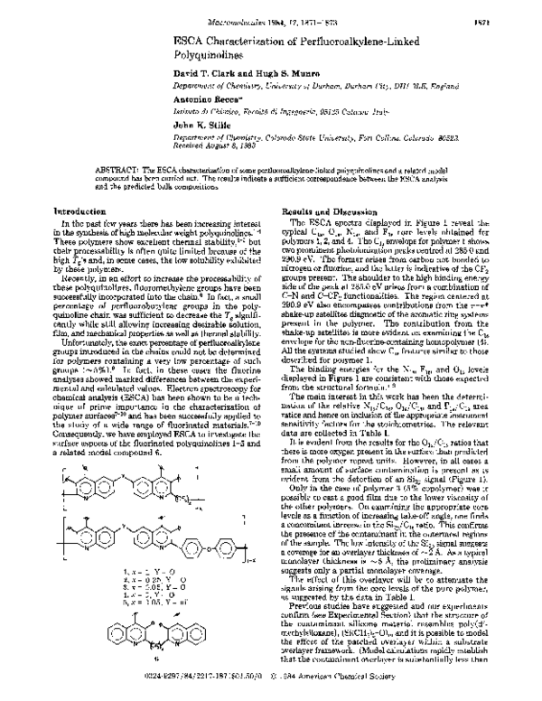 (PDF) ESCA Analysis of Polyquinolines Structure