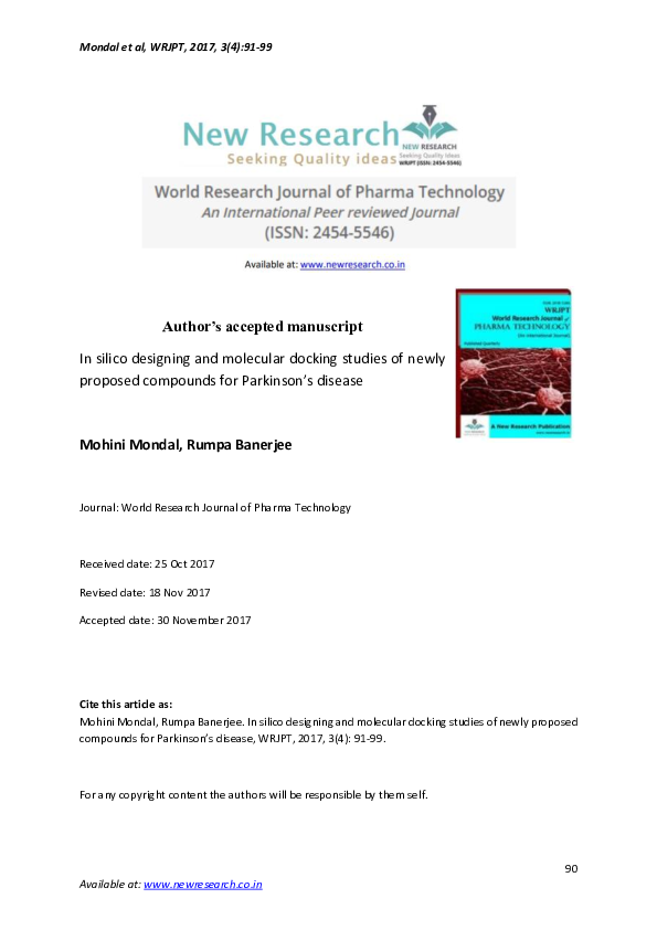 (PDF) In silico designing and molecular docking studies of newly ...
