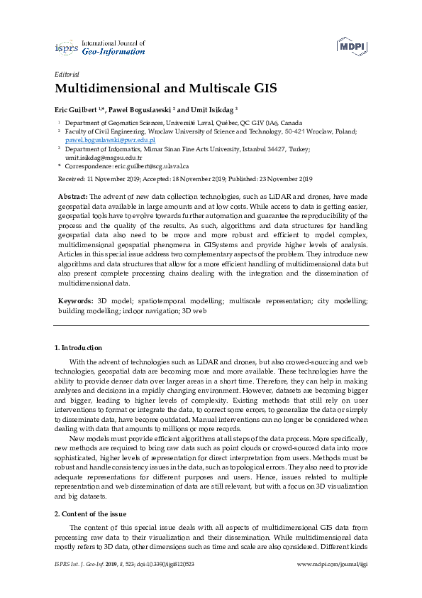(PDF) IJGI Special Issue: Multidimensional and Multiscale GIS