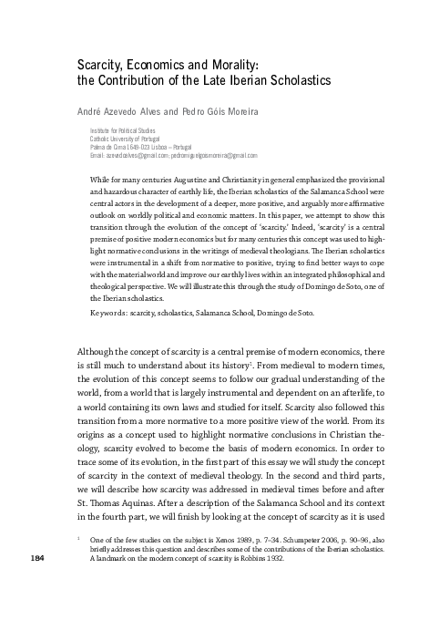 (PDF) Scarcity, Economics and Morality: The Contribution of the Late ...