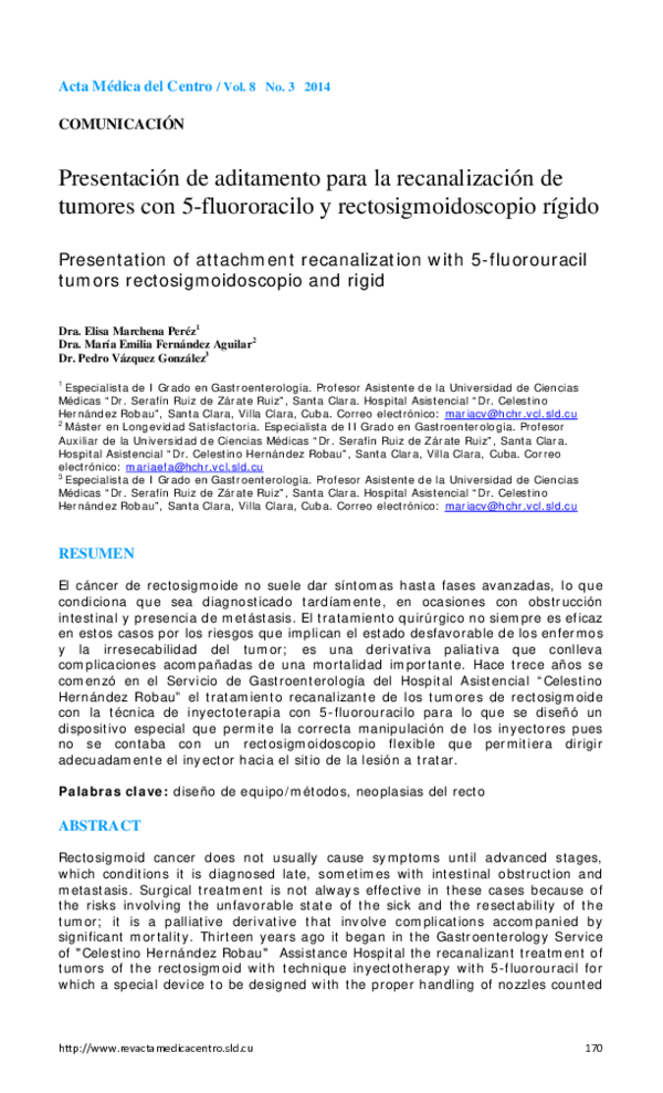(PDF) Presentación de aditamento para la recanalización de tumores con ...