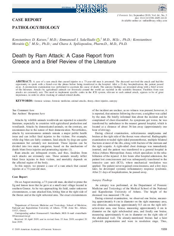 (PDF) Death by Ram Attack: A Case Report from Greece and a Brief Review ...