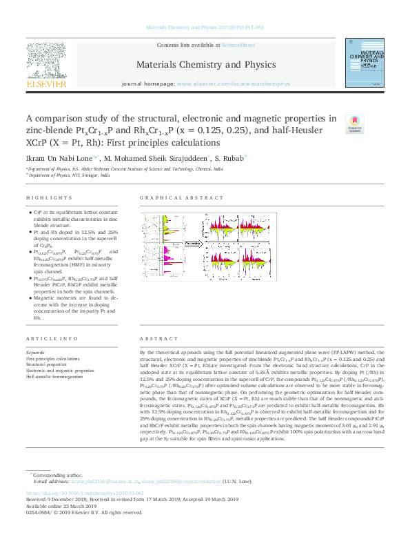 (PDF) A comparison study of the structural, electronic and magnetic properties in zinc-blende Pt ...
