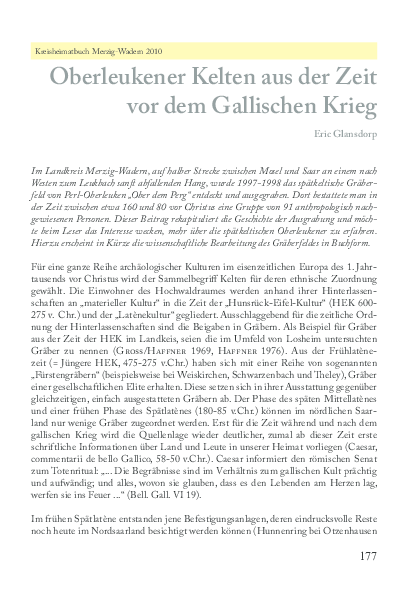 (PDF) Oberleukener Kelten aus der Zeit vor dem Gallischen Krieg