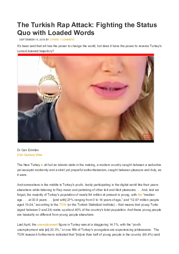 (PDF) The Turkish Rap Attack: Fighting the Status Quo with Loaded Words