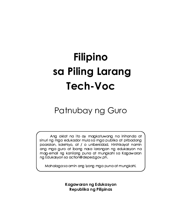 (PDF) Filipino sa Piling Larang Tech-Voc Patnubay ng Guro