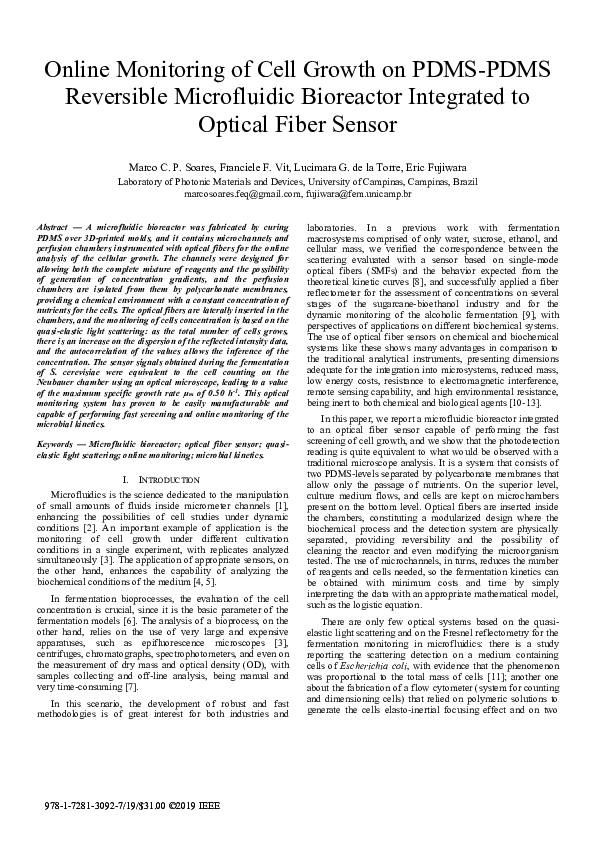 (PDF) Online Monitoring of Cell Growth on PDMS-PDMS Reversible ...