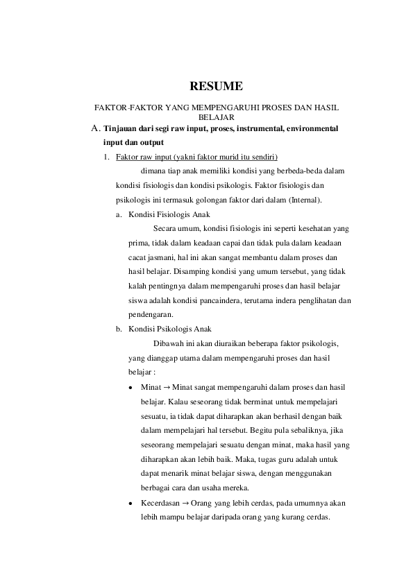 (DOC) psikologi pendidikan faktor yang mempengaruhi proses dan hasil belajar
