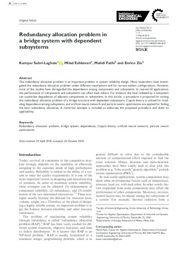 (PDF) Redundancy allocation problem in a bridge system with dependent subsystems
