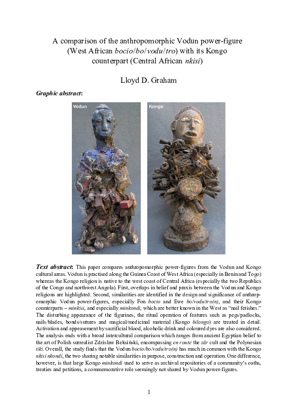 (PDF) A comparison of the anthropomorphic Vodun power-figure (West ...