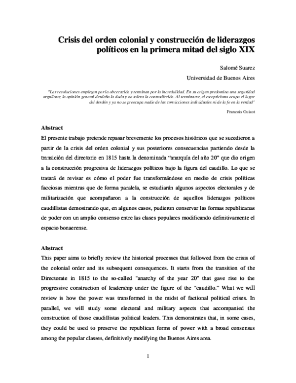 (PDF) Crisis del orden colonial y construcción de liderazgos políticos ...