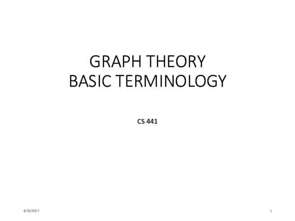 Pdf Graph Theory Basic Terminology