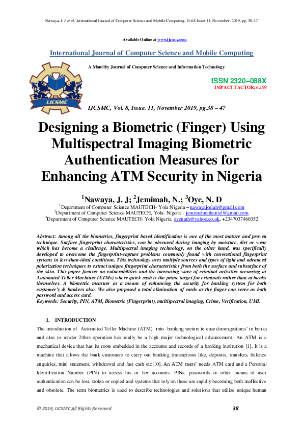 (PDF) Designing a Biometric (Finger) Using Multispectral Imaging Biometric Authentication ...