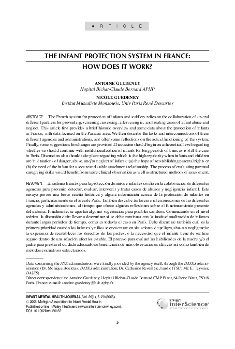 (PDF) THE INFANT PROTECTION SYSTEM IN FRANCE: HOW DOES IT WORK?