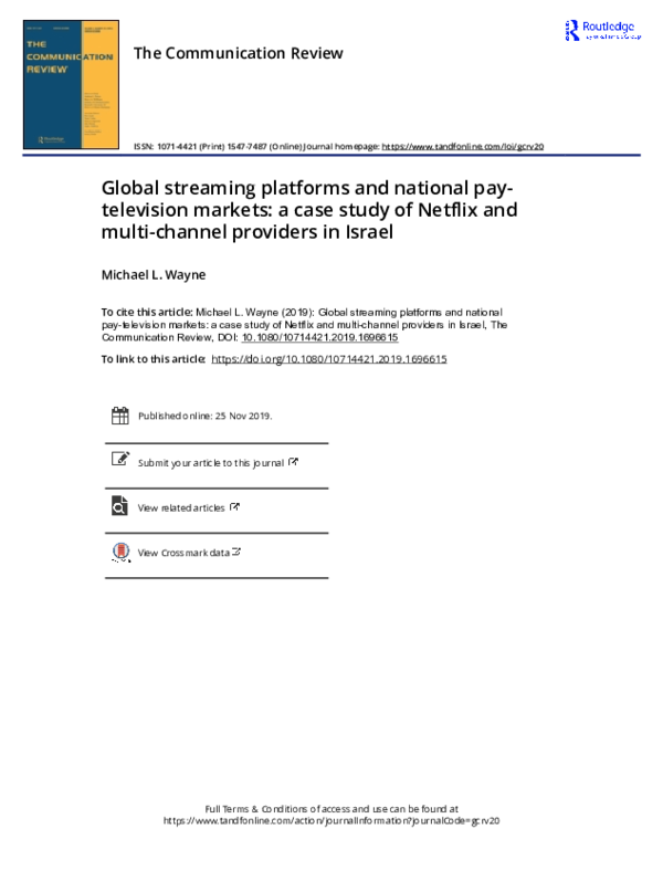 (PDF) Global Streaming Platforms and National Pay-Television Markets: A ...