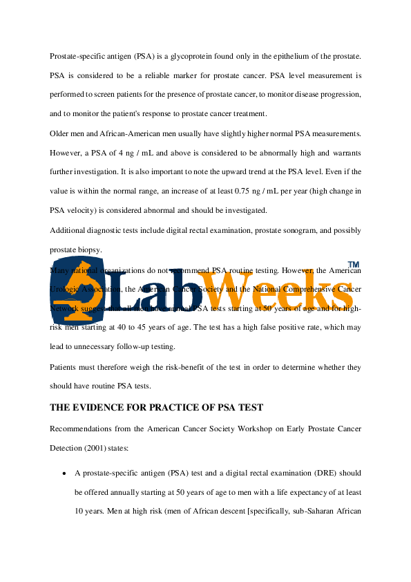 (PDF) Prostate-Specific Antigen (PSA, Total PSA)