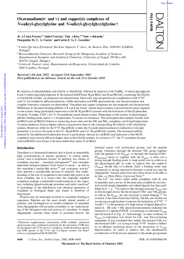 (PDF) Oxovanadium(IV and V) and copper(II) complexes of N-salicyl-glycylglycine and N-salicyl ...