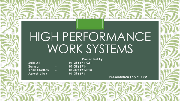 (PPT) High Performance Work Systems