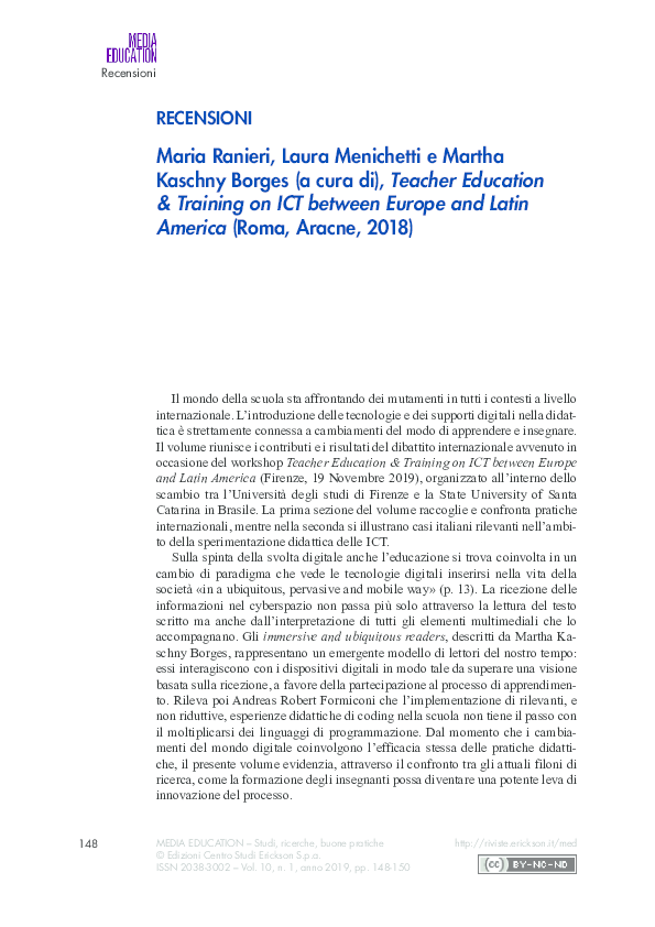 (PDF) RECENSIONE Maria Ranieri, Laura Menichetti e Martha Kaschny ...