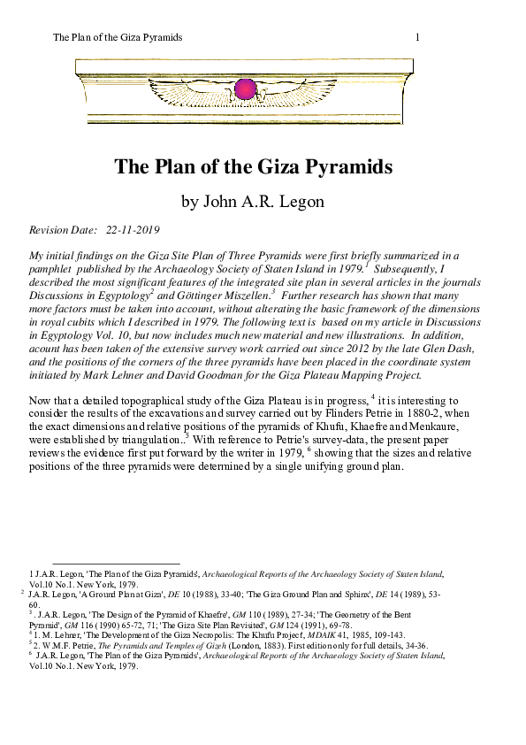 (PDF) The Plan of the Giza Pyramids