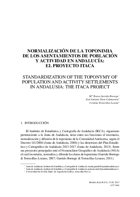 (PDF) STANDARDIZATION OF THE TOPONYMY OF POPULATION AND ACTIVITY SETTLEMENTS IN ANDALUSIA: THE ...