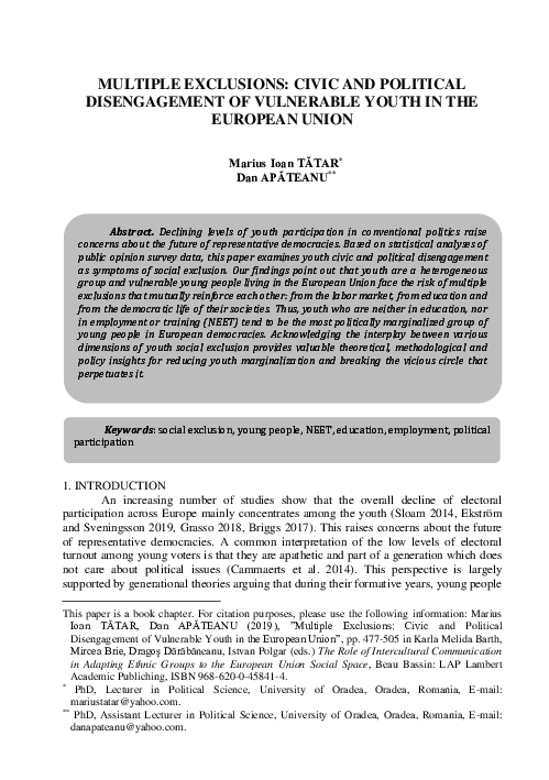 Pdf Multiple Exclusions Civic And Political Disengagement Of 