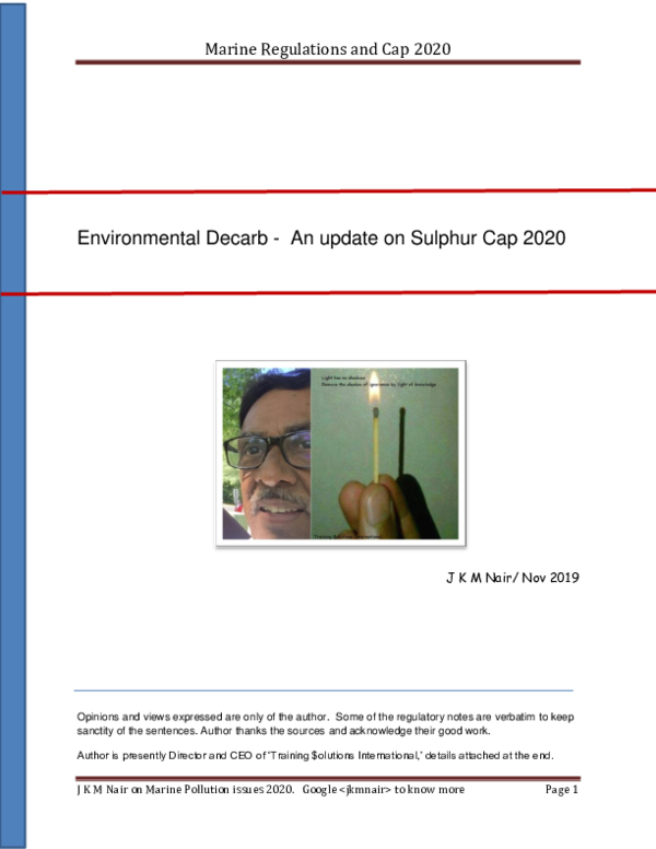 (PDF) Environmental Decarb -An update on Sulphur Cap 2020