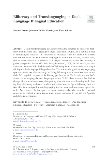 (PDF) Biliteracy and Translanguaging in Dual- Language Bilingual Education