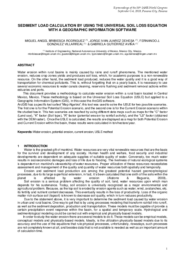 (PDF) Sediment load calculation by using the universal soil loss ...