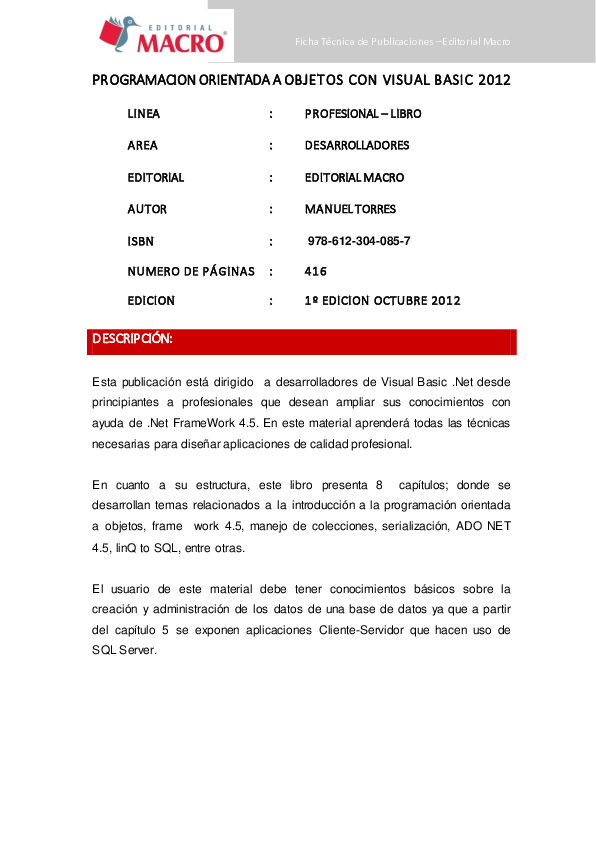 (PDF) PROGRAMACION ORIENTADA A OBJETOS CON VISUAL BASIC 2012
