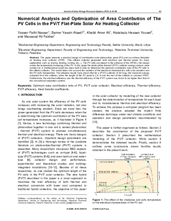 (PDF) Numerical Analysis and Optimization of Area Contribution of The PV Cells in the PV/T Flat ...