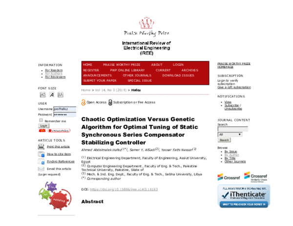 Pdf Chaotic Optimization Versus Genetic Algorithm For Optimal Tuning Of Static Synchronous