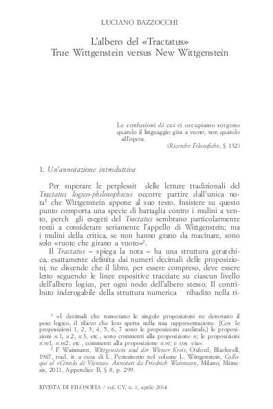 (PDF) The Tree of the Tractatus: True Wittgenstein versus New Wittgenstein