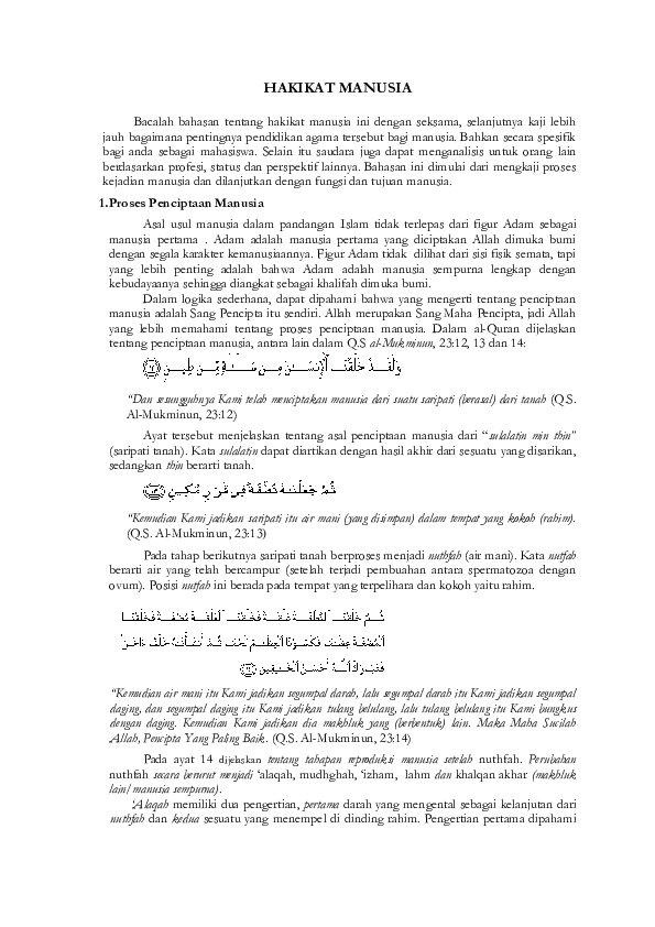 (PDF) HAKIKAT MANUSIA
