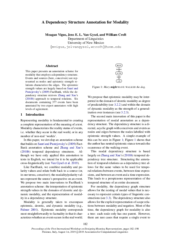 (PDF) A Dependency Structure Annotation for Modality