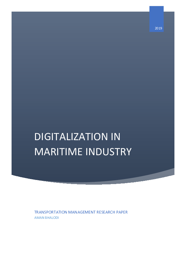(PDF) Digitalization in Maritime Industry