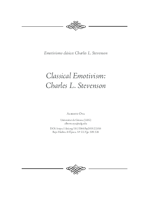 (PDF) Classical Emotivism: Charles L. Stevenson