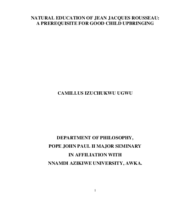 (DOC) NATURAL EDUCATION OF JEAN JACQUES ROUSSEAU