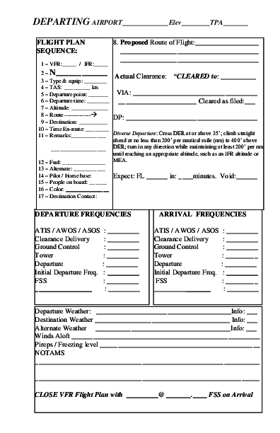 (PDF) CLOSE VFR Flight Plan with _________@ _______.____ FSS on Arrival ...