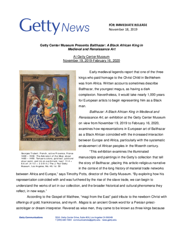 (PDF) Balthazar: A Black African King in Medieval and Renaissance Art