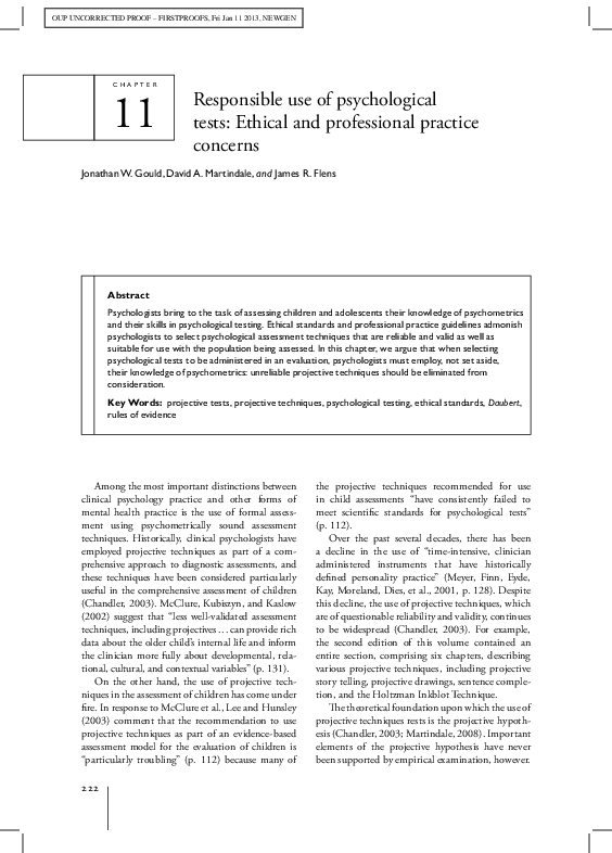 (PDF) Responsible Use of Psychological Tests: Ethical and Professional ...