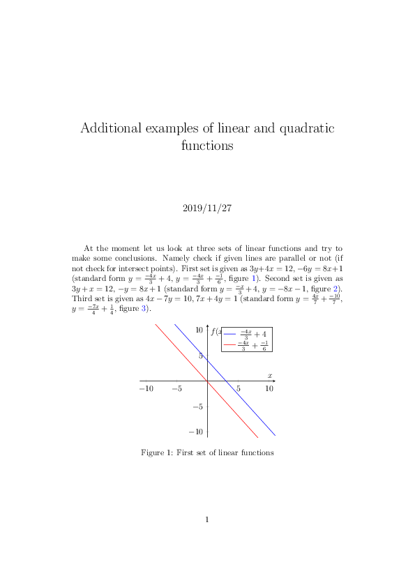 (PDF) additional examples of linear and quadratic functions